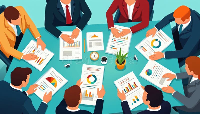 Business Team Meeting at Table. People Discuss Project Data, Company ...