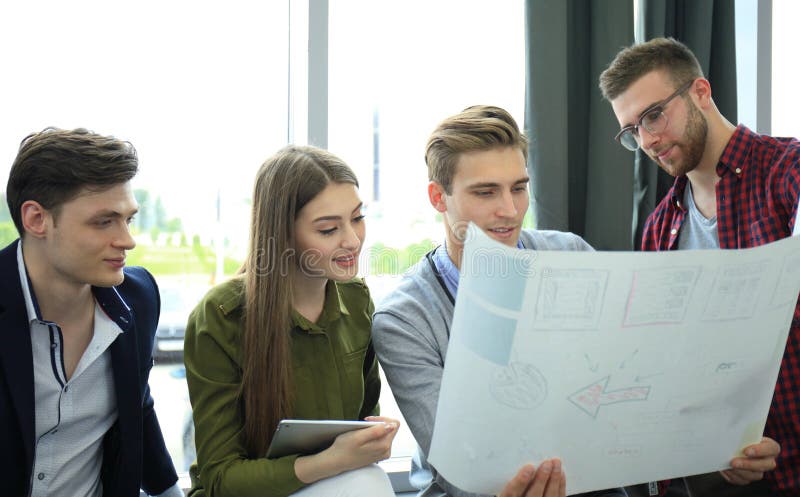 Business Team Meeting,work Process. People Crew Working with New ...