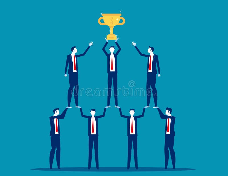 Business Team Members are Raising the Winning Trophy. Business Vector ...