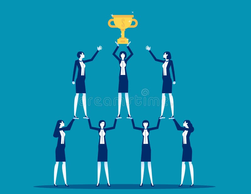 Business Team Members are Raising the Winning Trophy. Business Vector ...