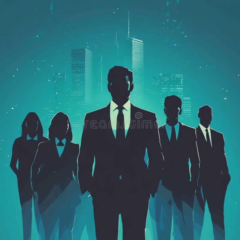 Business Team Night City Illustration Stock Image - Image of goals ...