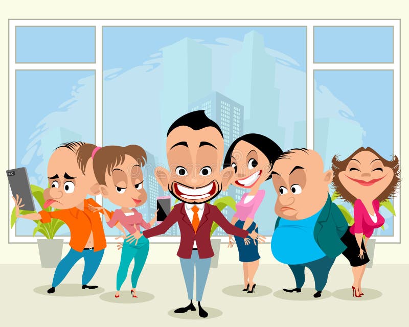 Business Team in the Office Stock Vector - Illustration of smartphone ...