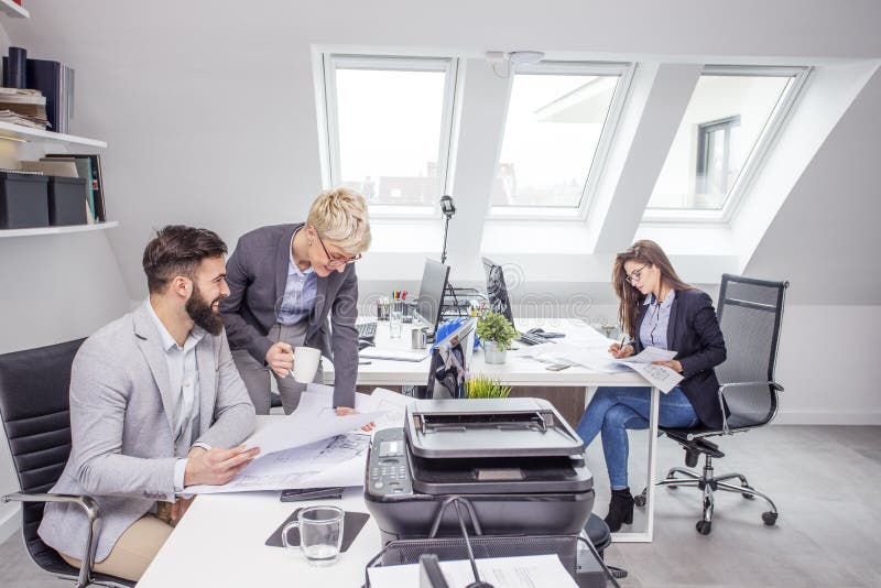 Business Team in Office on Work Stock Image - Image of cooperation ...