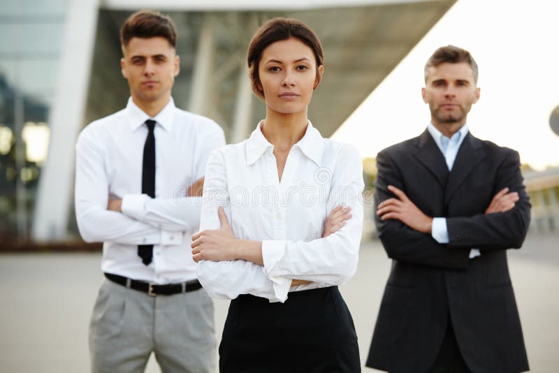 Business Team Outside Office. People Stock Image - Image of meeting ...