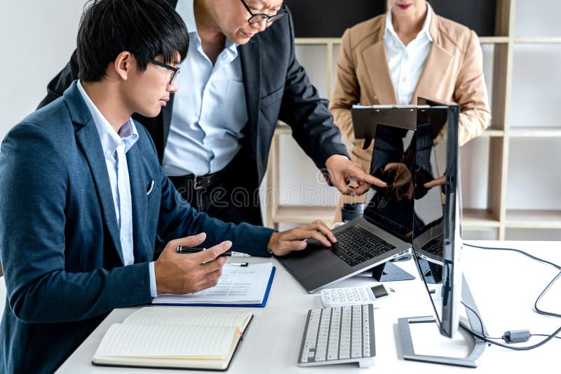 Business Team Partner Working with Computer, Laptop, Discussion and ...