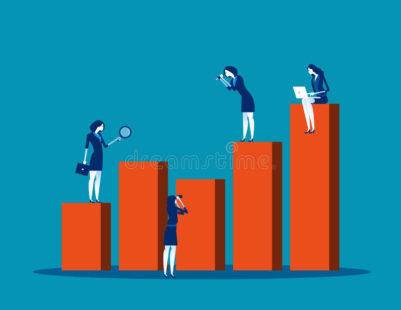 Business Team People Analyze Graph. Concept Business Vector, Bar Graph ...