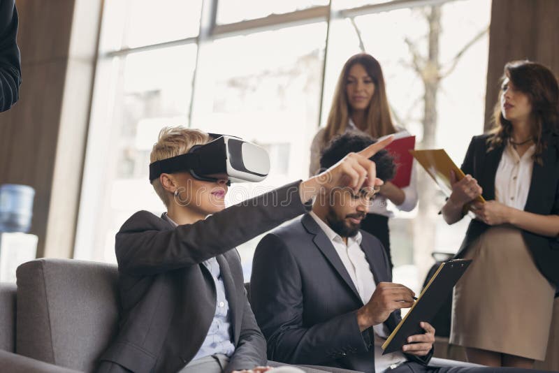 VR presentation stock photo. Image of corporate, collaboration - 125471756