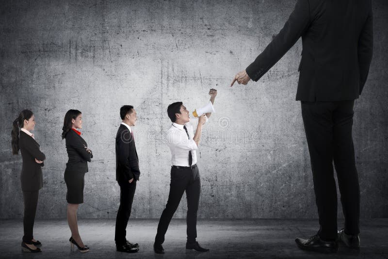 Business Team Protest To the Boss Using Megaphone Stock Image - Image ...