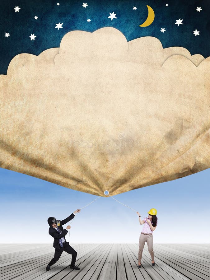 Business Team Pull a Flag of Sky Stock Photo - Image of engineer ...