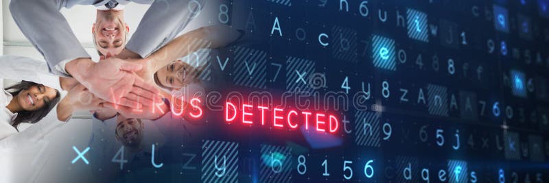 Business Team Putting Hands Together with Blue Smart Tech Transition ...