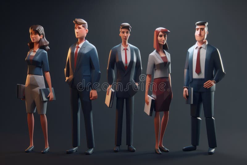 Business Team Ready for Office Work: Successful Team in Clipart Style ...