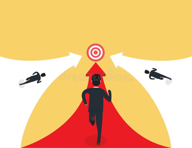 Business Team Running on Arrow Rush To Goal Stock Vector - Illustration ...