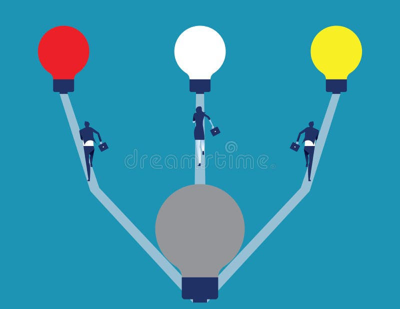Business Team Running on Line Connecting Bulb. Concept Business New ...