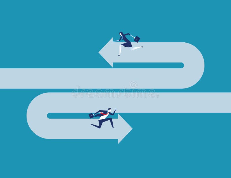 Business Team Running Opposite Direction. Concept Business Vector ...