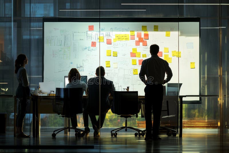 Business Team and Scrum Master Collaborate in Boardroom for Innovative ...