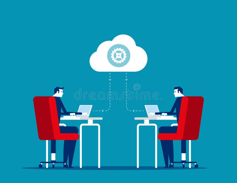 Business Team Sharing Information in Service Internet or Cloud. Concept ...