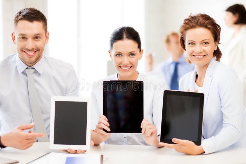 Business Team Showing Tablet Pcs in Office Stock Image - Image of ...