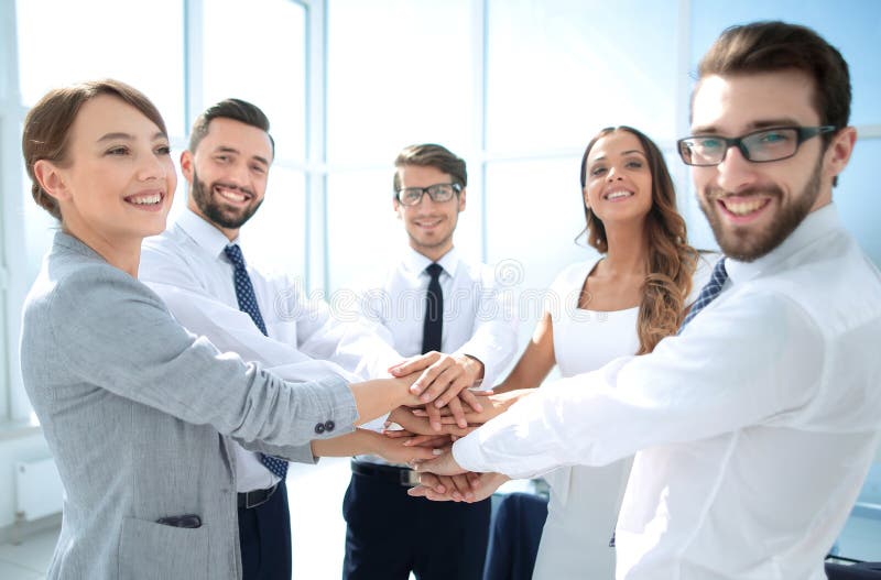 Business Team Showing Their Unity Stock Image - Image of colleague ...