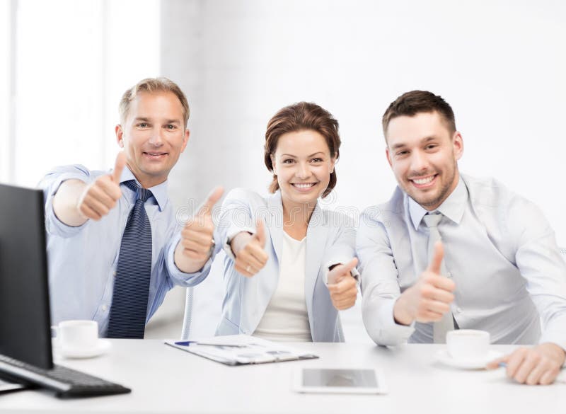 Business Team Showing Thumbs Up in Office Stock Photo - Image of office ...