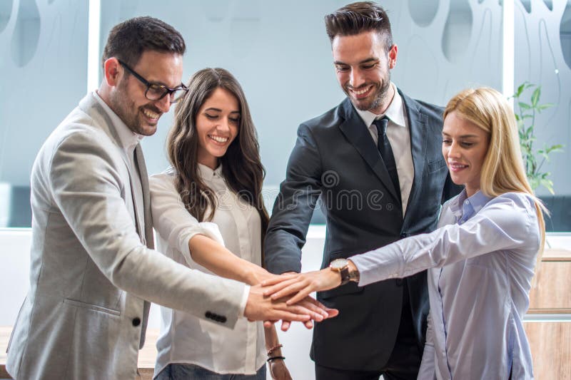 Business Team Showing Unity with Their Hands Together. Stock Image ...