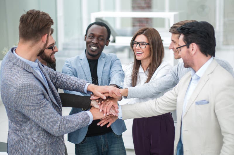 Business Team Shows Their Unity Stock Image - Image of concept, adult ...