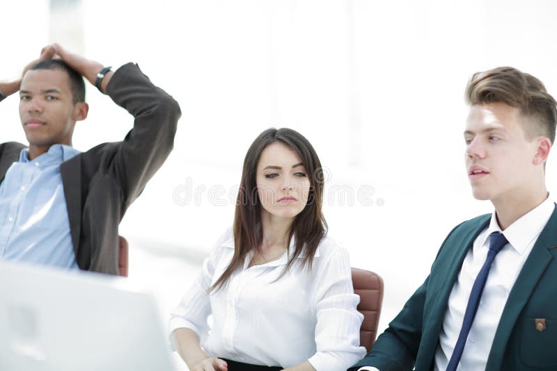 Business Team Sitting Sad and Solving Problem in Office Stock Photo ...