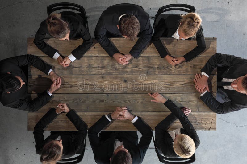 Business Team Sitting at Table Stock Image - Image of finger ...