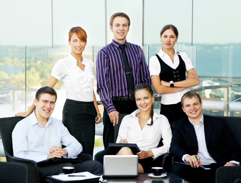 A Business Team of Six Persons in a Modern Office Stock Image - Image ...
