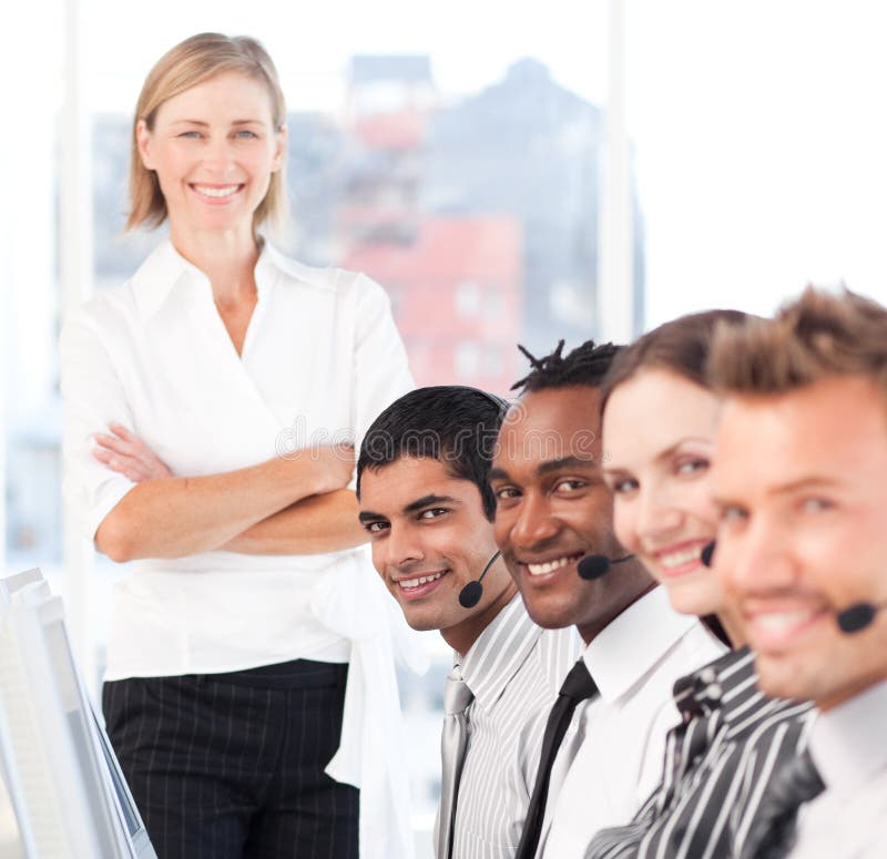Business Team Working and Smiling at the Camera Stock Image - Image of ...