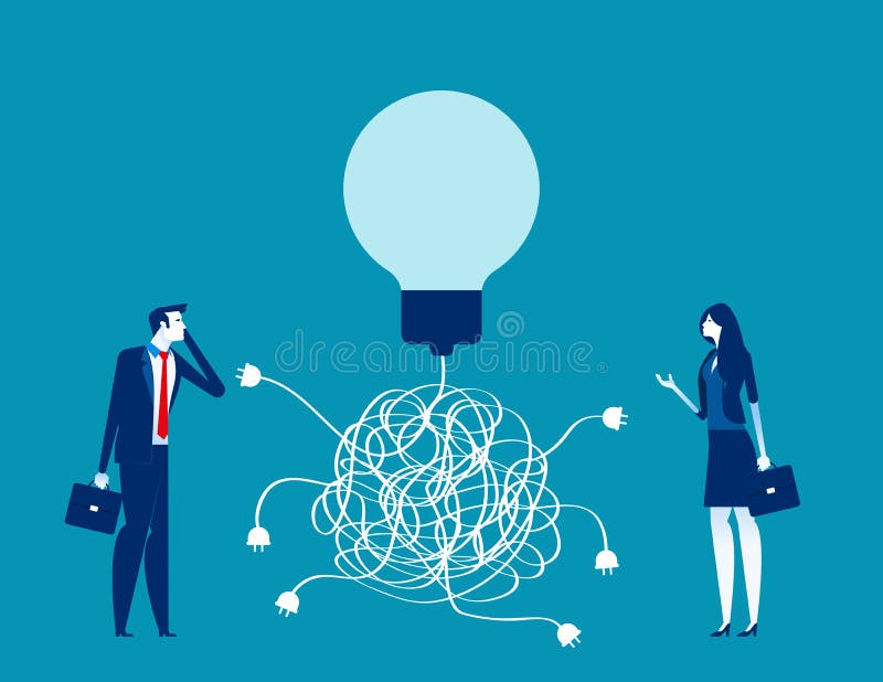 Team in Confusion and Leader Having Idea Concept Stock Vector ...