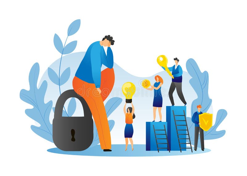 Business Team Solve Problem Concept, Vector Illustration. Man Woman ...