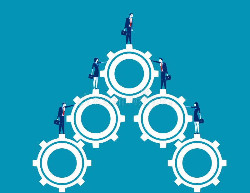 Business Team Standing on Gears. Concept Business Vector Illustration ...