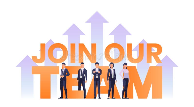 Business Team Standing with JOIN OUR TEAM Text Stock Vector ...