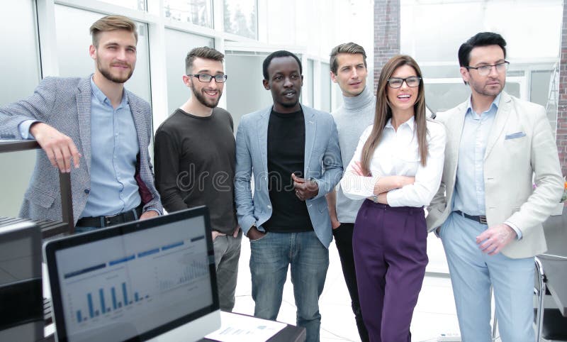 Business Team Standing in a Modern Office Stock Image - Image of male ...