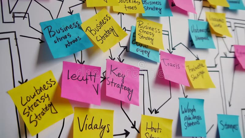 Business Strategy Planning with Sticky Notes in Slow Motion Stock Video ...