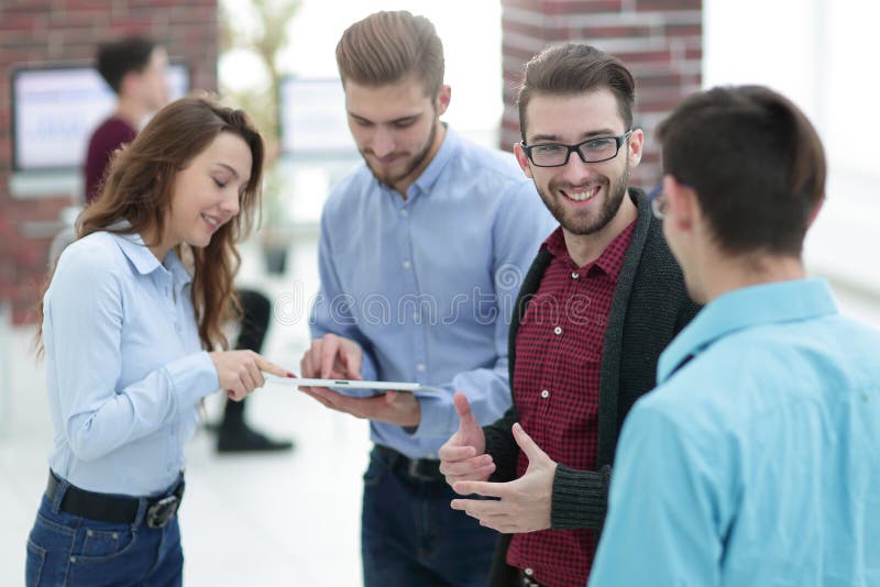 Business Team with Tablet Pc Computer Having Discussion in Offic Stock ...