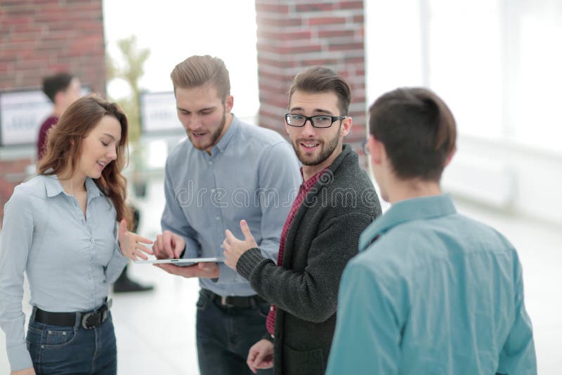 Business Team with Tablet Pc Computer Having Discussion in Offic Stock ...