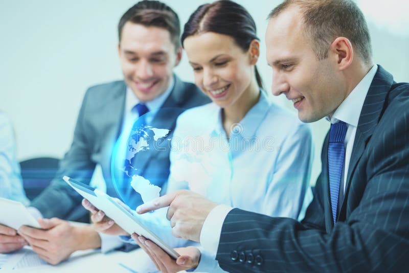 Business Team with Tablet Pc Having Discussion Stock Image - Image of ...