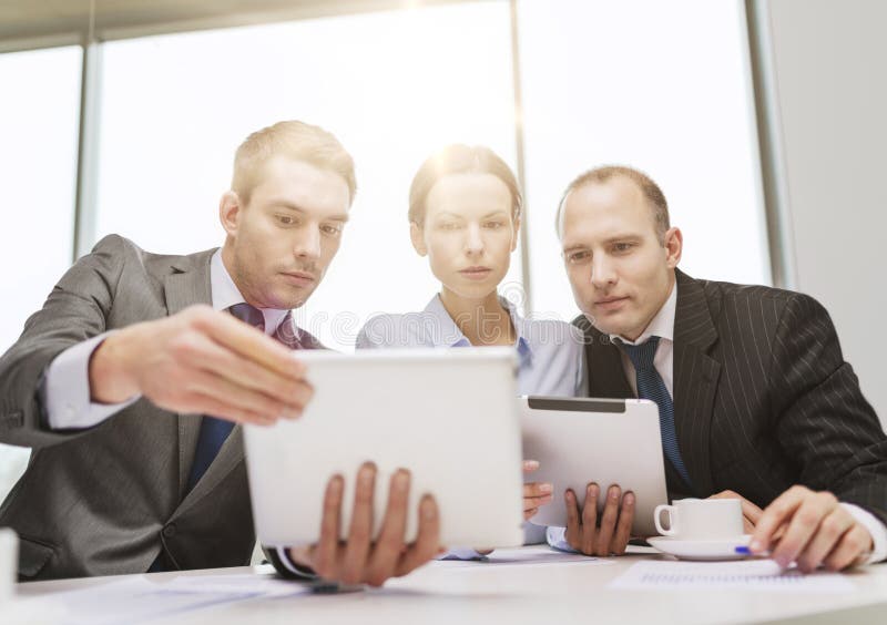 Business Team with Tablet Pc Having Discussion Stock Photo - Image of ...