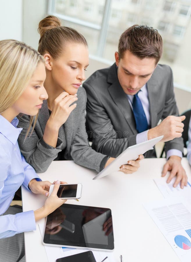 Business Team with Tablet Pc Having Discussion Stock Image - Image of ...