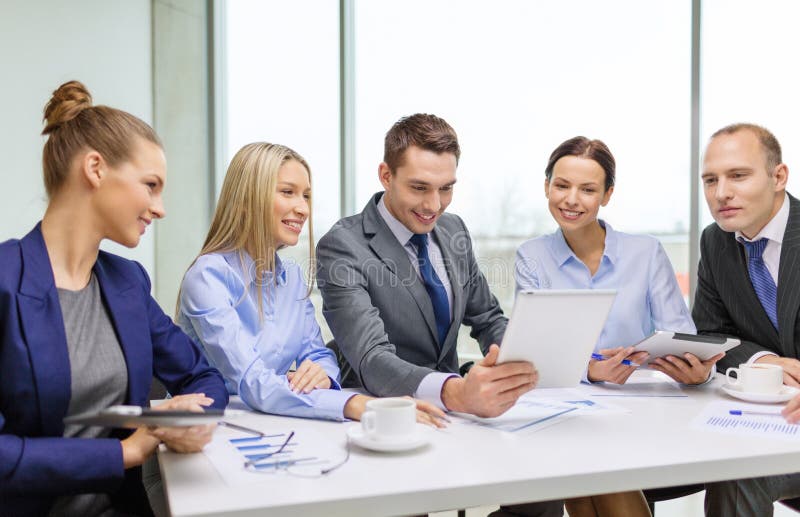 Business Team with Tablet Pc Having Discussion Stock Photo - Image of ...