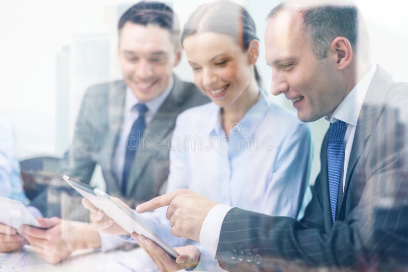 Business Team with Tablet Pc Having Discussion Stock Image - Image of ...