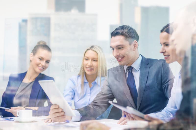 Business Team with Tablet Pc Having Discussion Stock Image - Image of ...