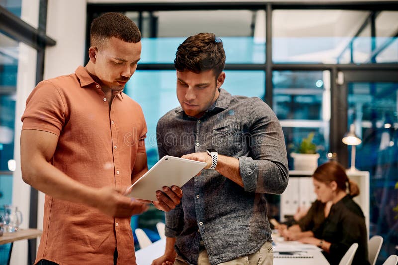 Business Team, Tablet and Working in Office for Cooperation, Discussion ...