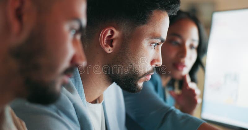 Business Team, Tech Conversation and Computer Work of a Web Management ...