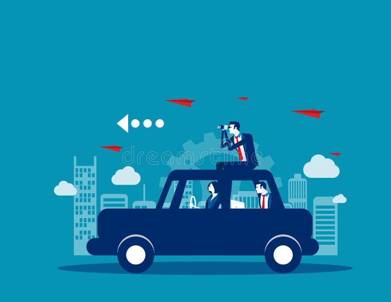 Business Team Travel on with Car. Concept Business Vector ...