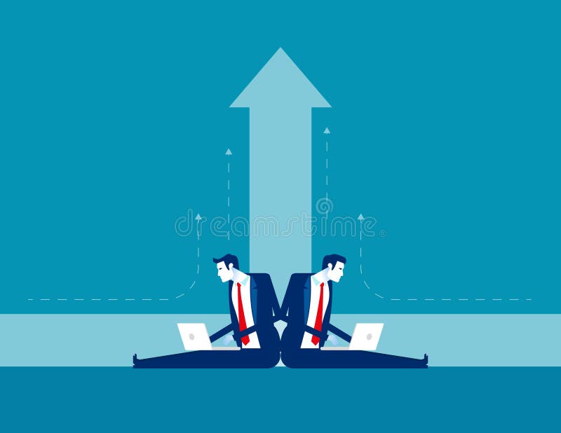 The Business Team Turned Back To Work with the Up Arrow Indicating ...