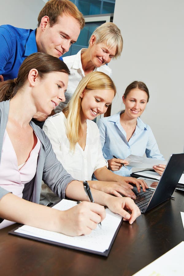 Business Team Using Internet Connection with Laptop Computer Stock ...