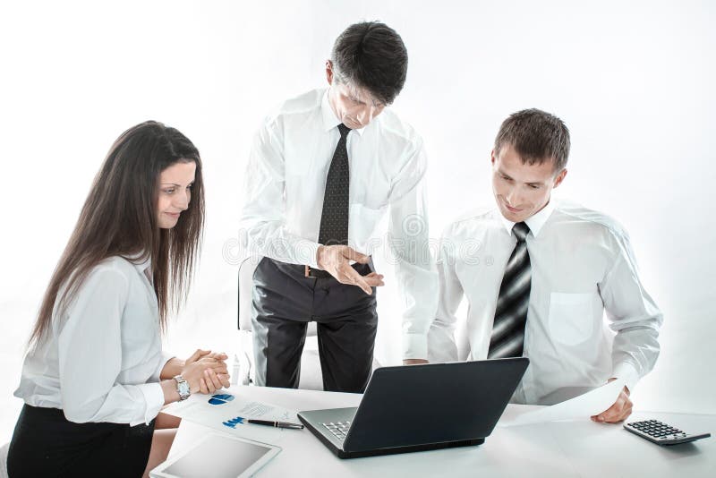 Business Team Using a Laptop in the Workplace Stock Photo - Image of ...