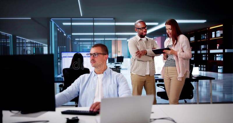 Business Team Using Tablet Technology Stock Image - Image of standing ...